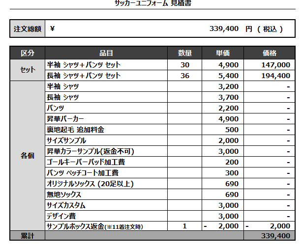 240808_FC SAZANQUA_FP1st/2nd_GK1st/2nd_サッカー見積書 - MAX2MAX